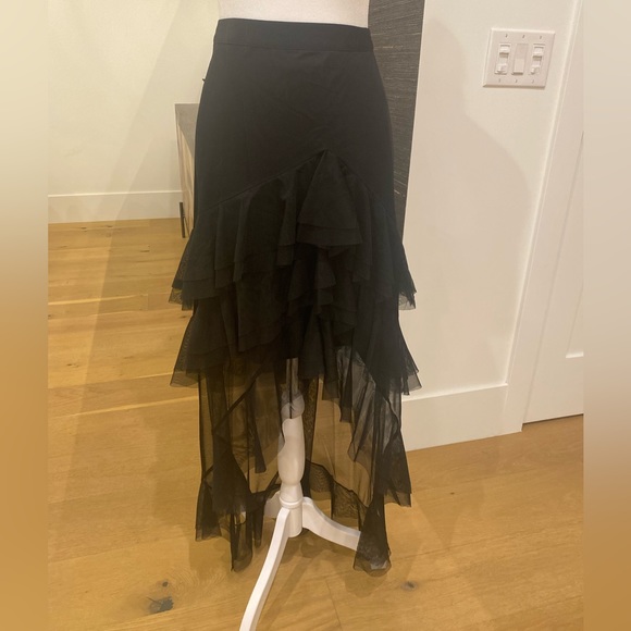 Boston Proper | Skirts | Boston Proper Black Mesh Ruffled Long Tulle ...